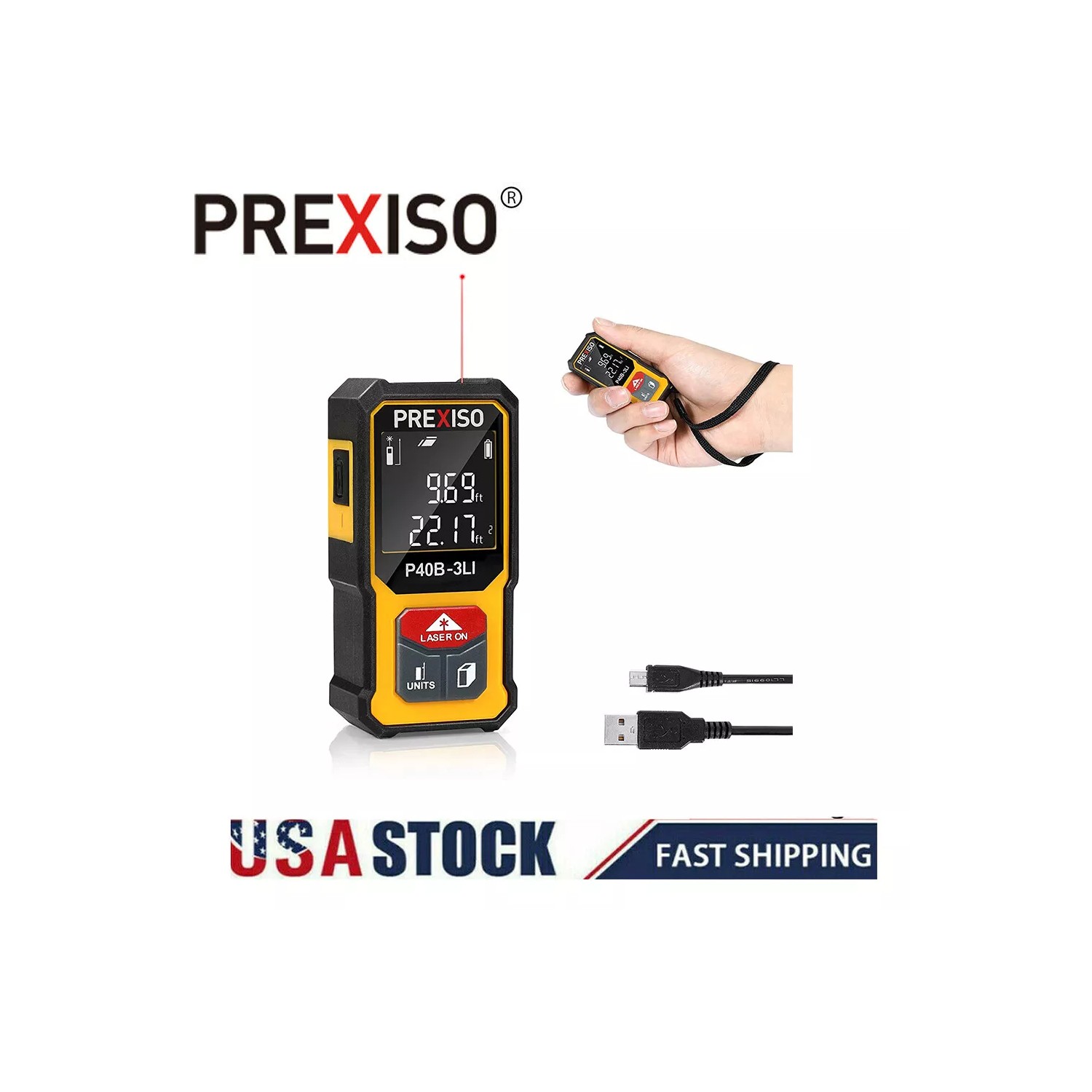 PREXISO Mini Laser Measure 40M/135Ft Rechargeable Digital Laser ...