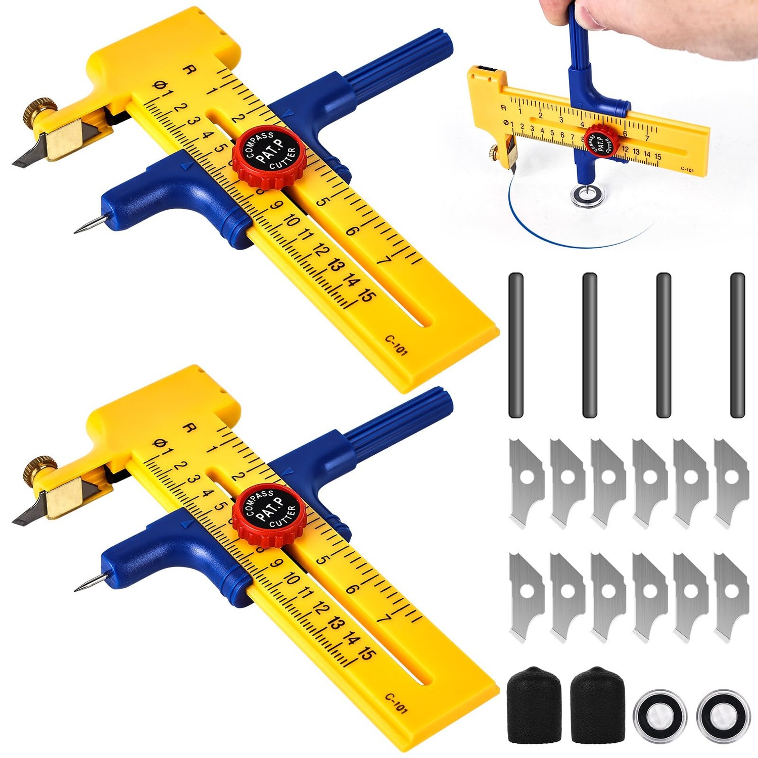 Pack of 2 circular paper cutters, circle cutter for circles from 1-30 ...