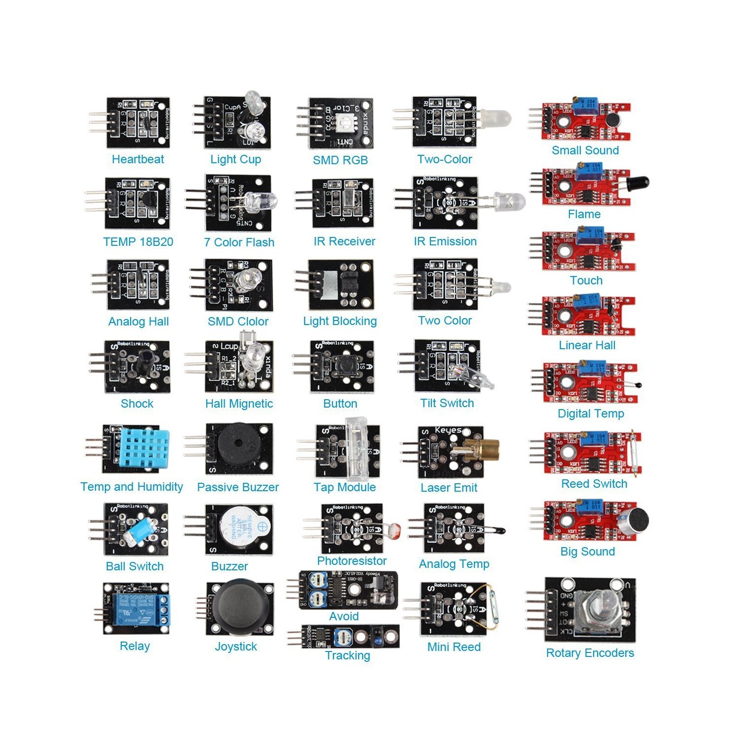 Dollatek Arduino Raspberry Pi Starter Kit 37 in 1 Sensor Module Arduino ...