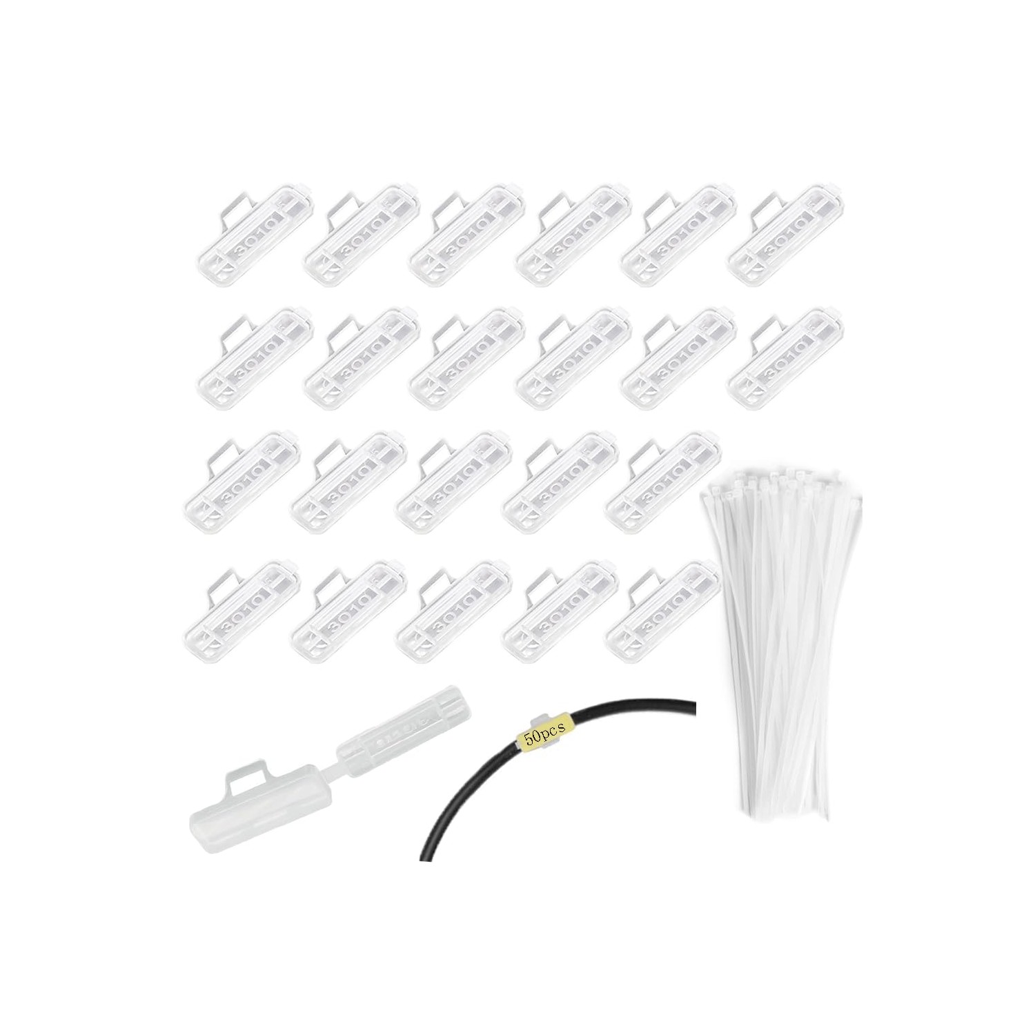 RXKFIGX Pack of 50 Cable Labels Detection Box with 50 Nylon Cable Ties ...