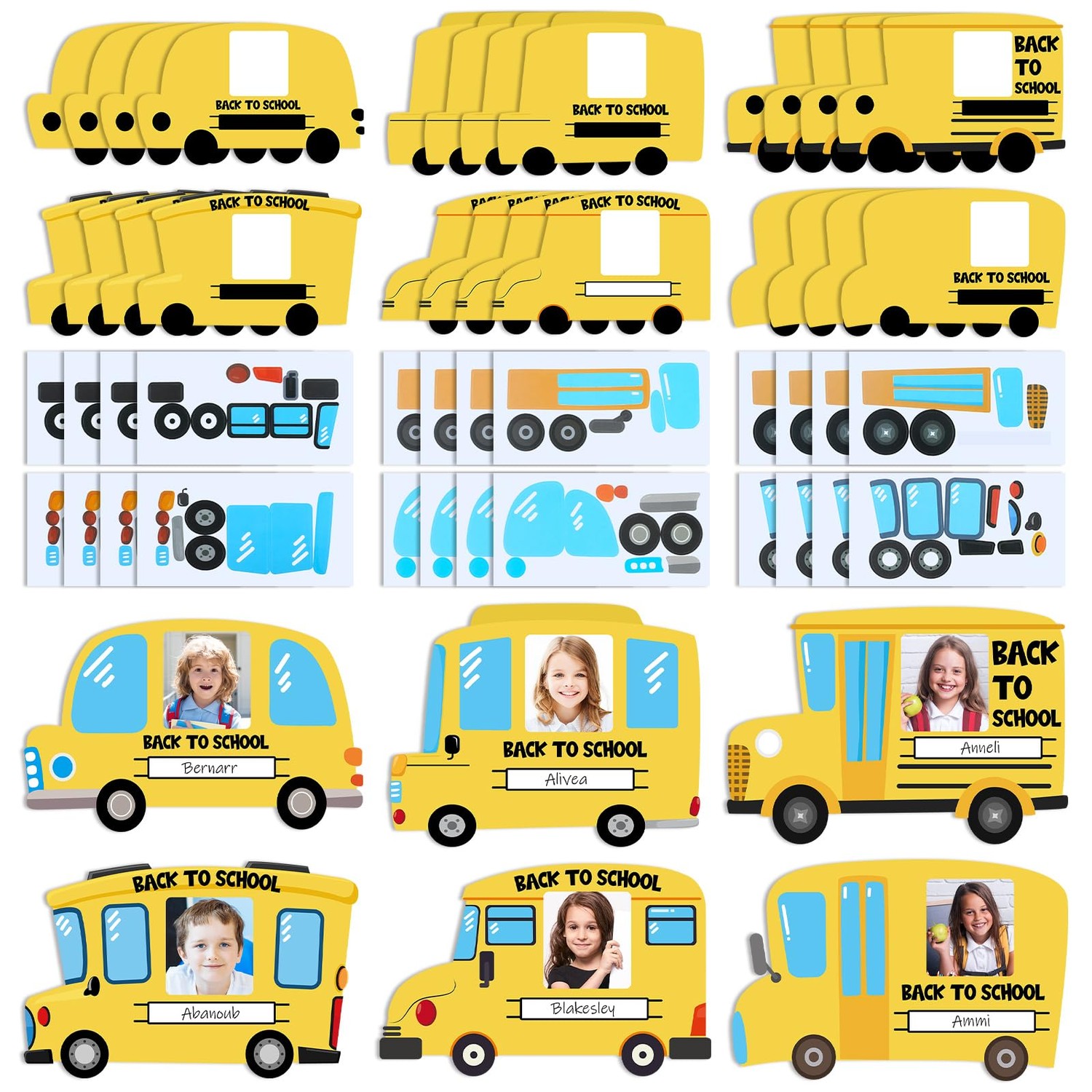 FoldTier 24 Set School Bus DIY Picture Frame Crafts Kit for Kids Bulk ...