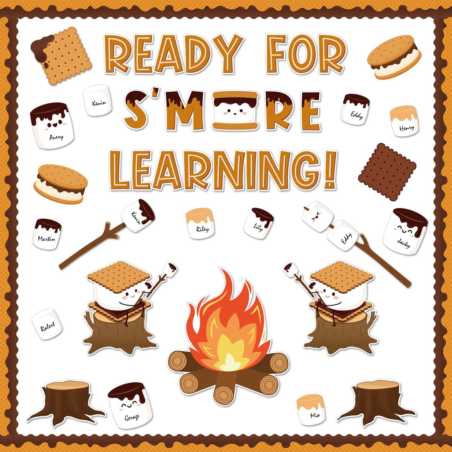 Camping Bulletin Board Decorations Set, Marshmallow S'More Theme Back ...