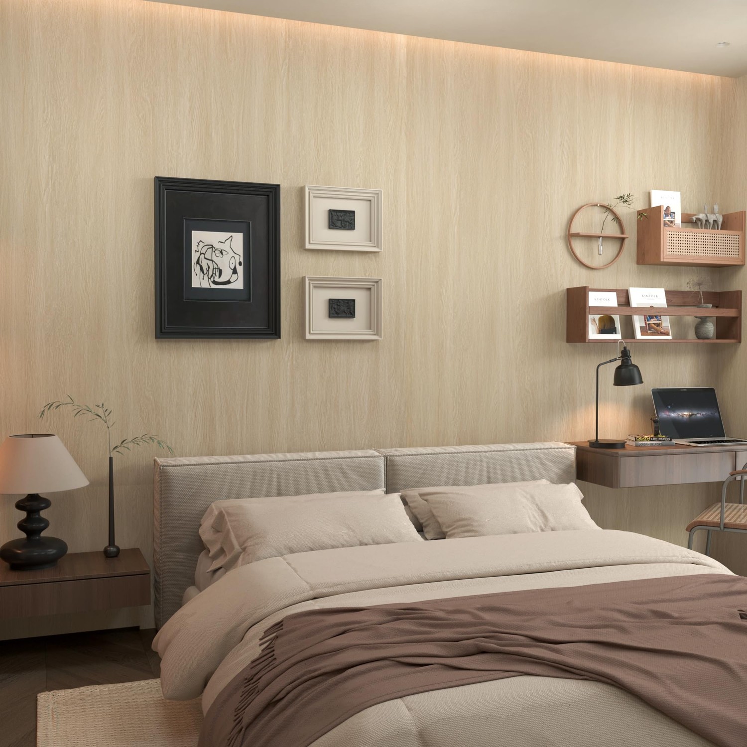 48x197inch Extra Wide Beige Wood Peel and Stick Wallpaper Oak Contact ...