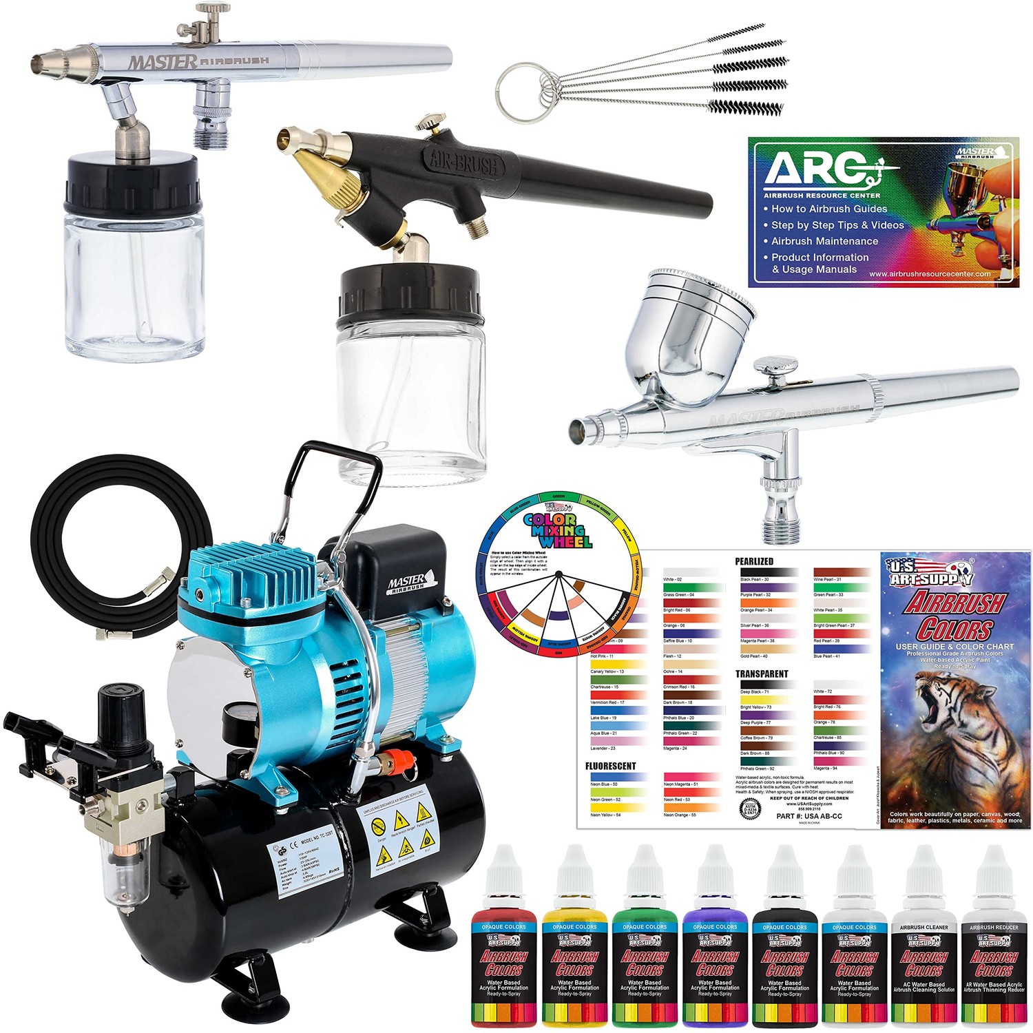 Master Pro Airbrush Multi-Purpose Airbrushing System with 3 Airbrushes ...
