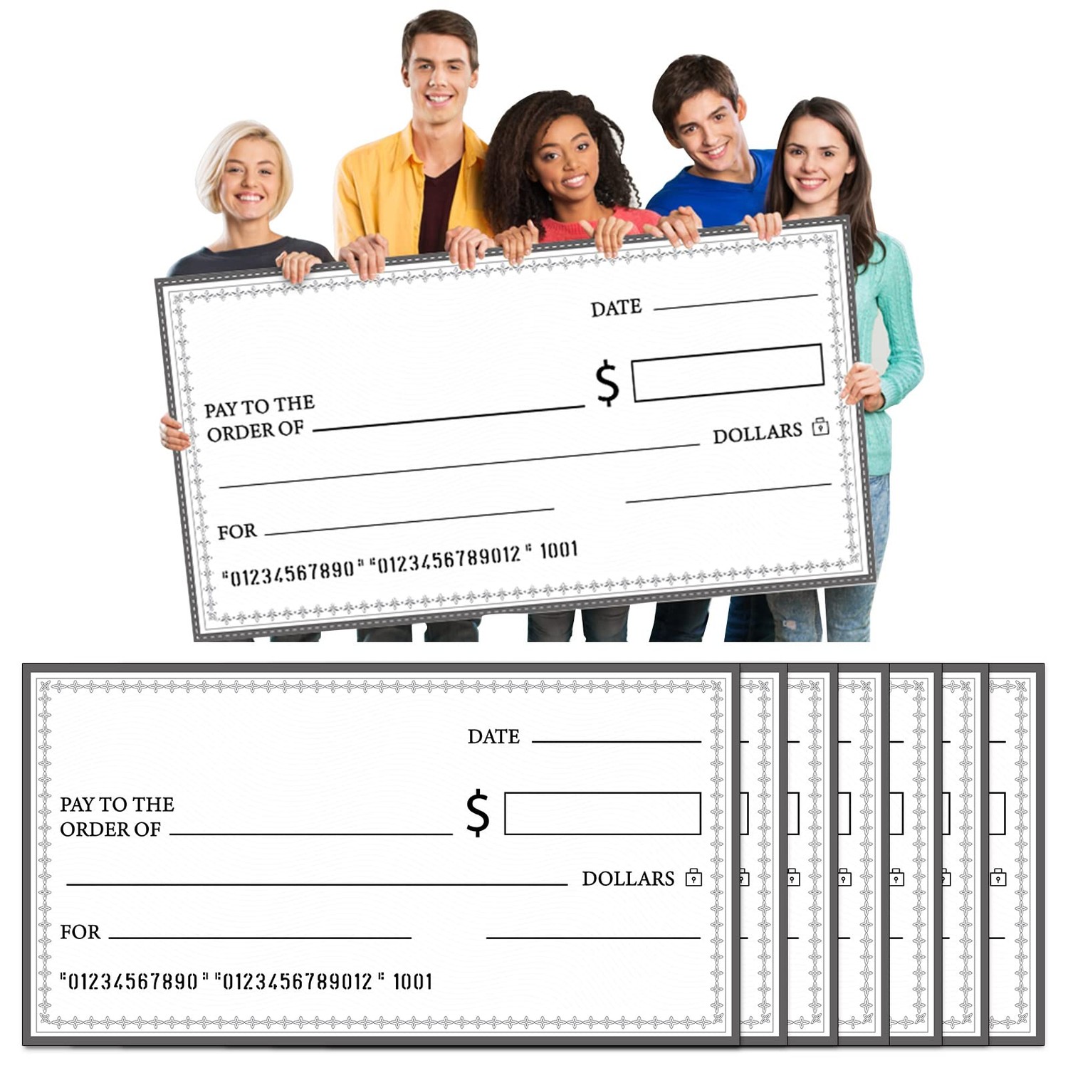 6 Pieces Giant Check Big Checks for Presentations Giant Fake Checks ...