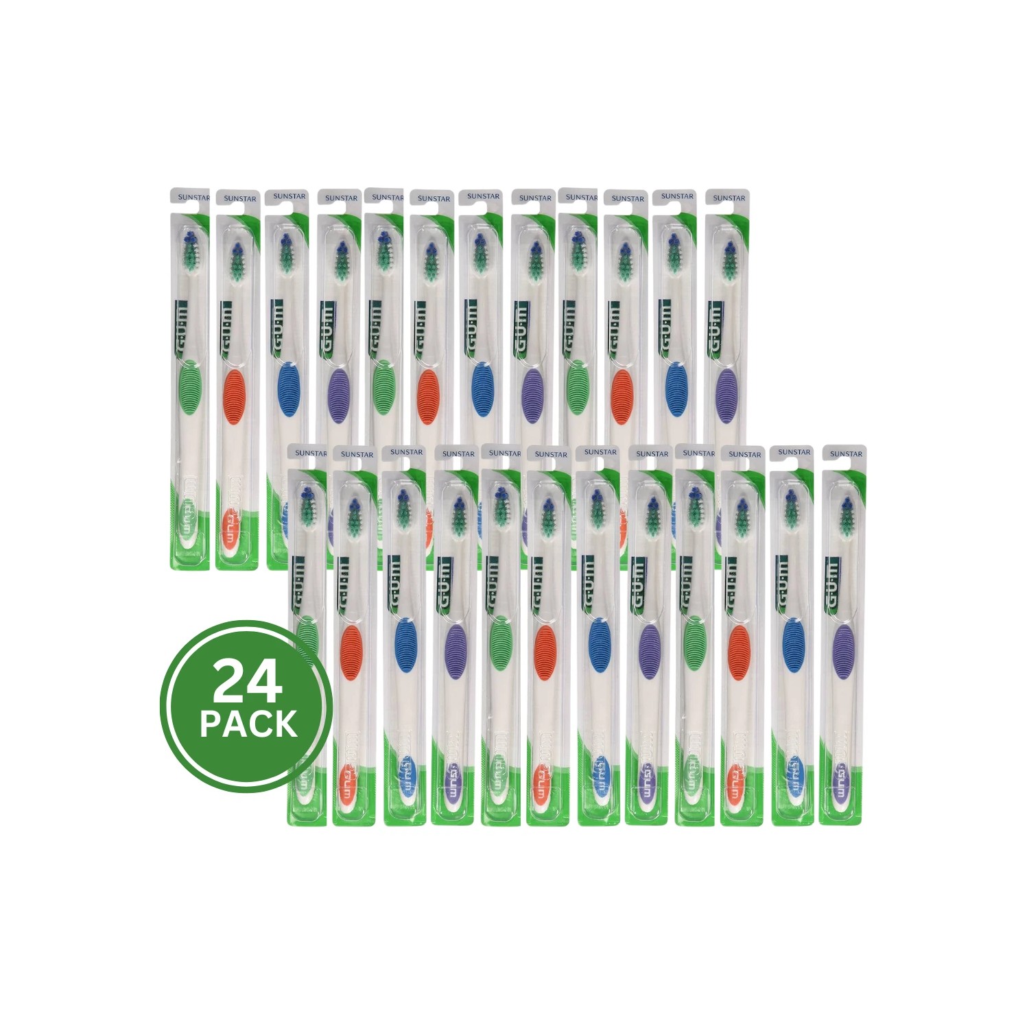 GUM 24-PK GUM Super Tip Subcompact Toothbrush, 468, Soft Bristles Bulk ...