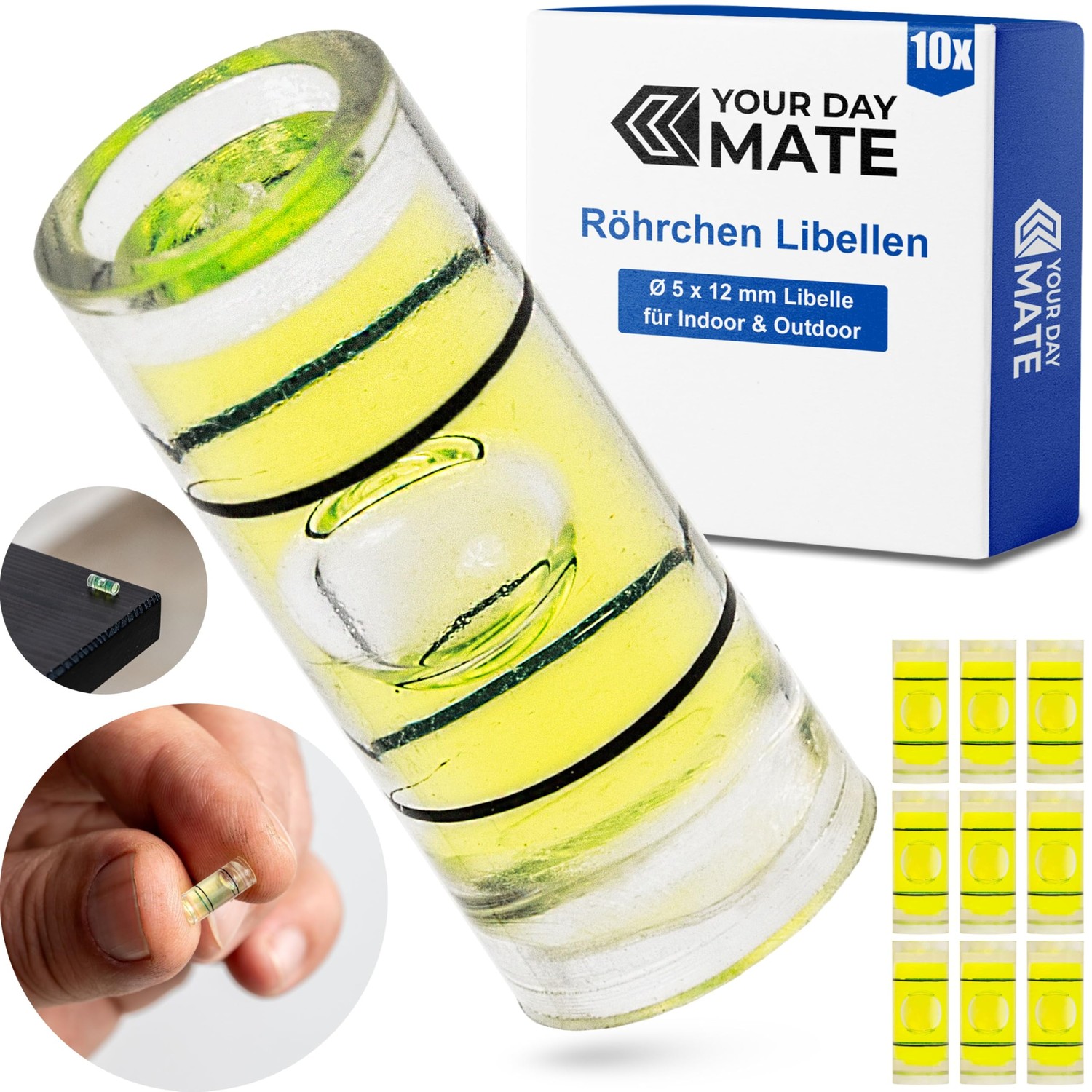 Tubular spirit level set, 10 pieces, with 12 x diameter 5 mm outside ...