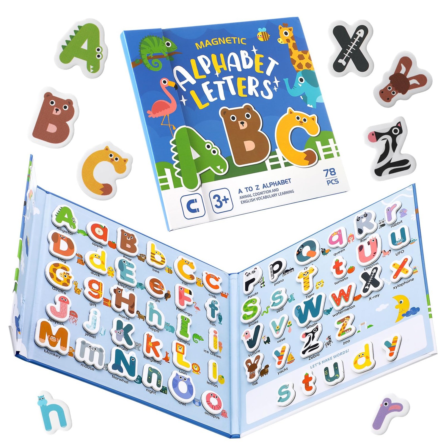 Magnetic Letters,Large Size Fridge Magnets for Kids,Alphabet ABC ...