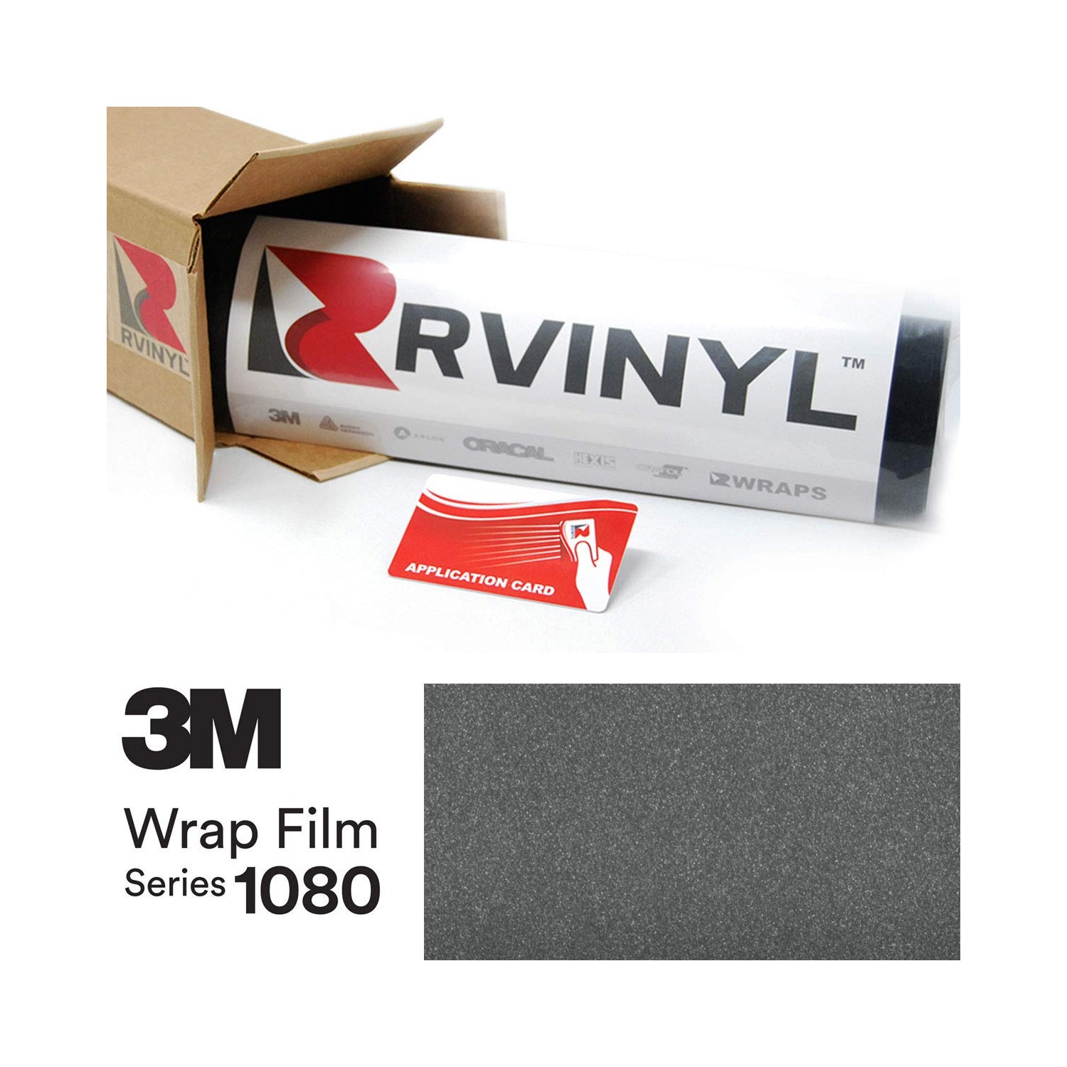 3M 1080 G201 Gloss Anthracite 5ft x 1ft W/Application Card Vinyl ...
