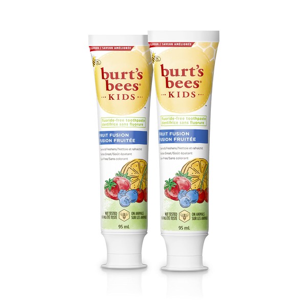 Burt's Bees Kid's Fluoride Free Toothpaste, Fruit Fusion, 95 mL (Pack ...