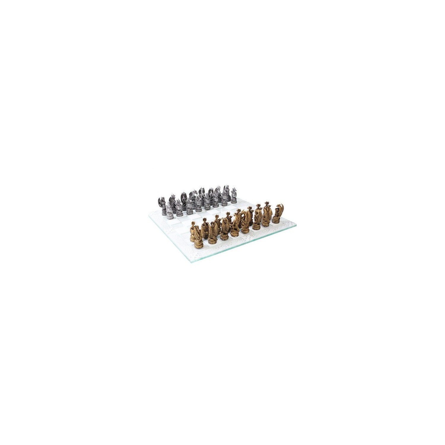 Pacific Giftware Dragon Kingdom Chess Set with Glass Board Set - ibspot.com