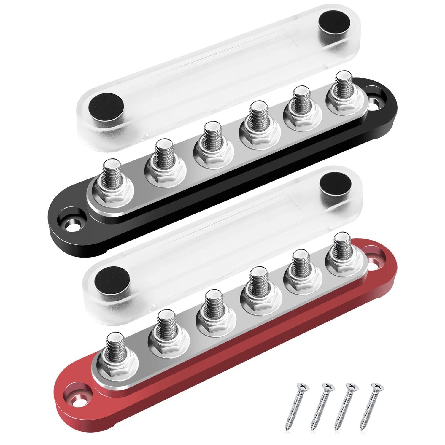 Power Distribution Block Bus Bar Pair Bus Bar 6 x 1/4" M6 Terminal ...