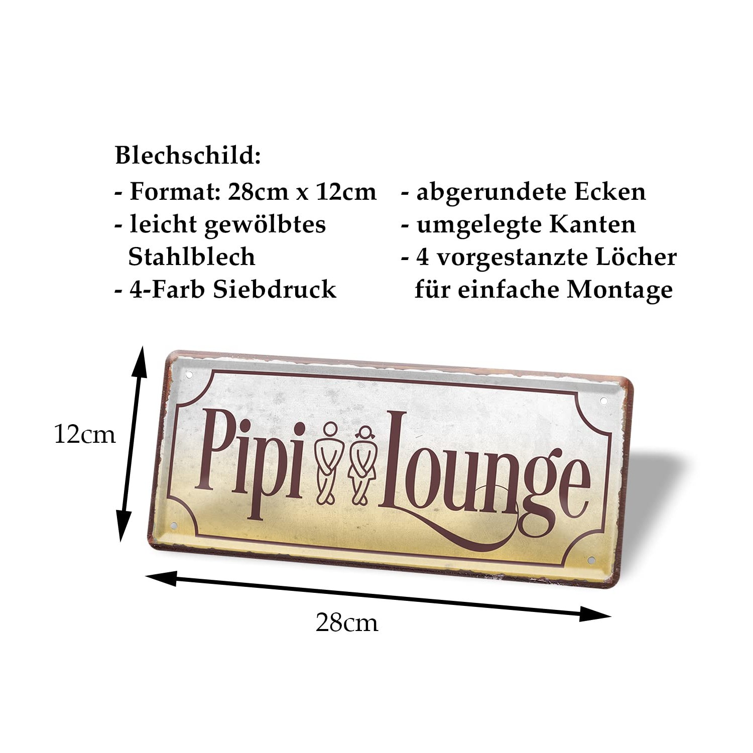 Pipi Lounge, funny retro decorative metal sign, tin sign for toilet ...