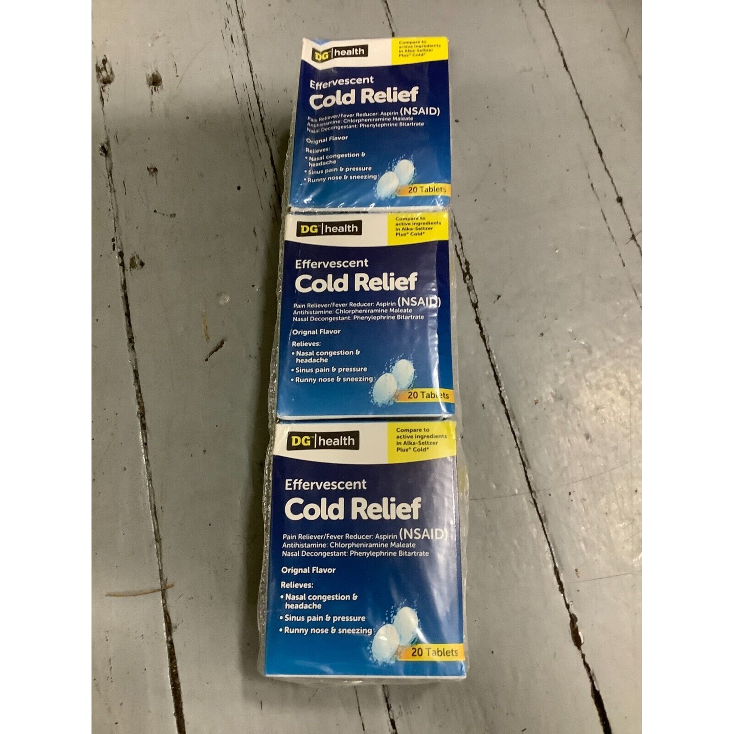 DG Effervescent Cold Relief Tablets 60 Count pain fever reduction ...