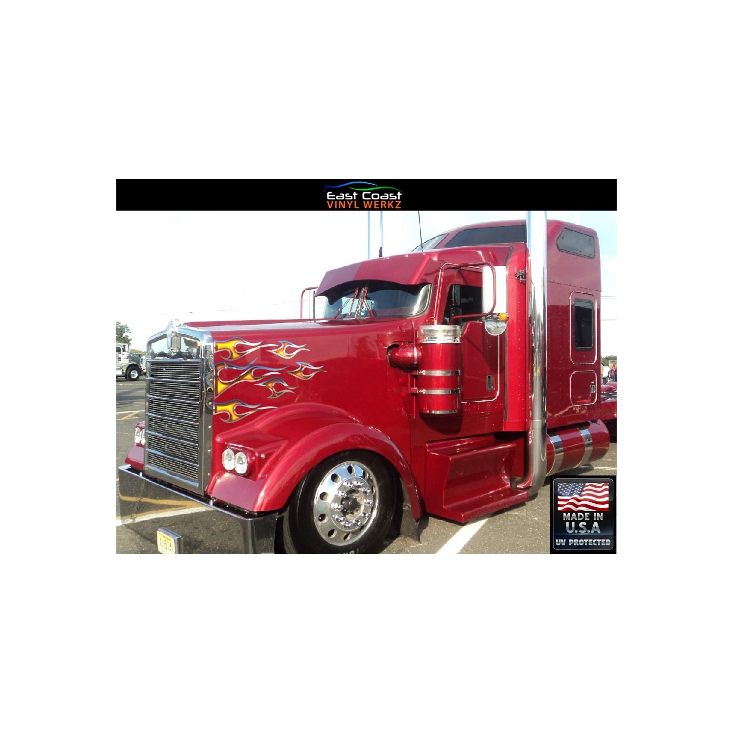 No. 12 Semi Truck Flame Decals - Tribal - Airbrushed Fire w/Chrome - 12 ...