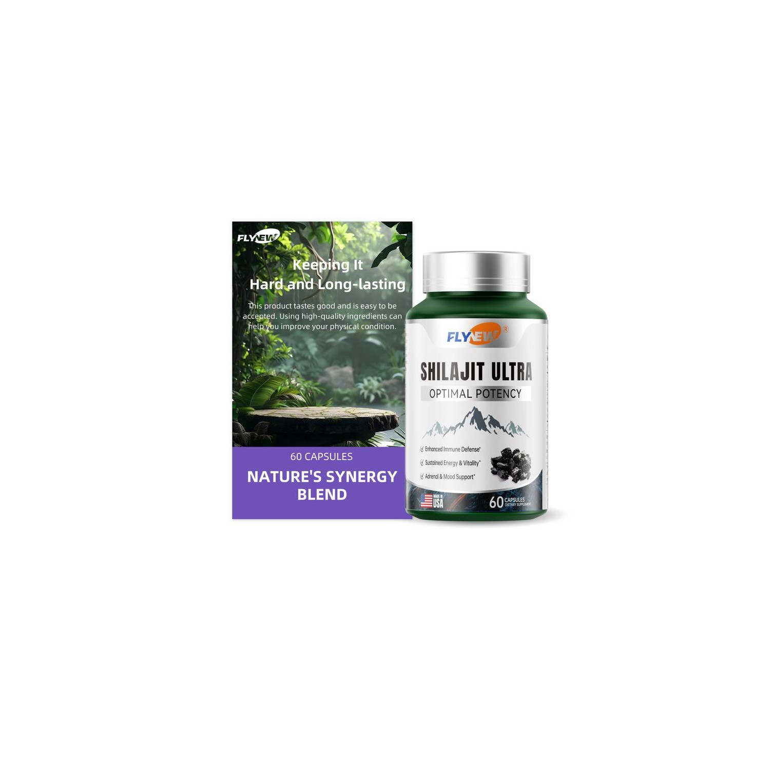 Flynew Optimal Potency Shilajit Ultra 60 Capsules Made in USA with ...