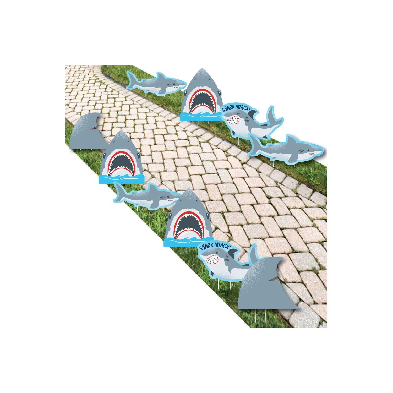 Big Dot of Happiness Shark Zone - Shark and Fin Lawn Decorations ...