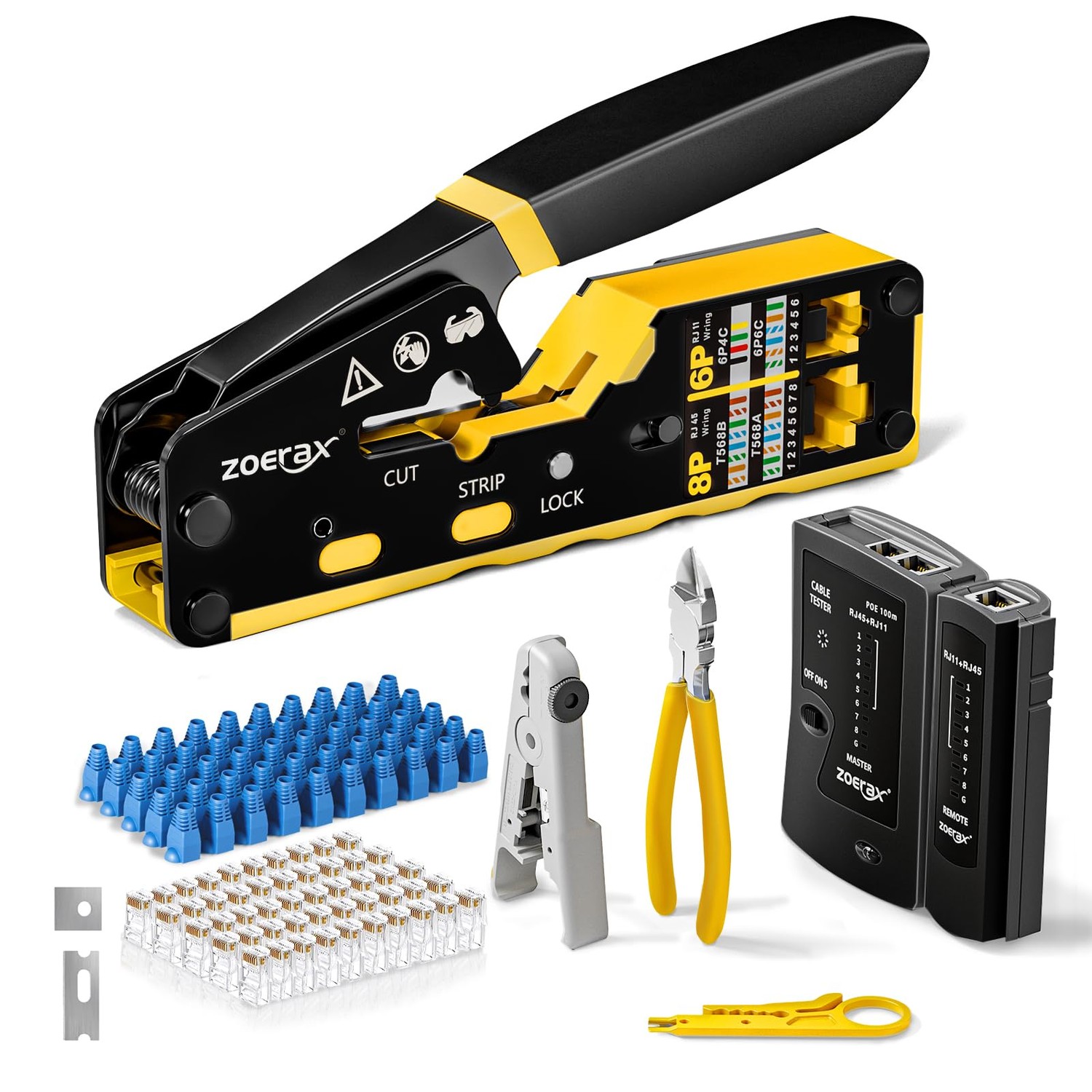 ZoeRax Ethernet Crimping Tool Kit RJ45 Crimp Tools,CAT5 Cat5e Cat6 RJ45 ...