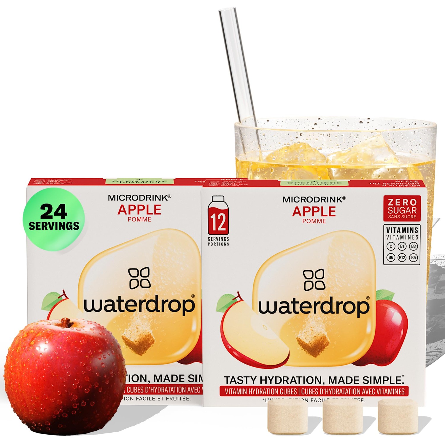 Waterdrop Hydration Cubes with Vitamin C, B3, B5 & Electrolytes, Apple ...