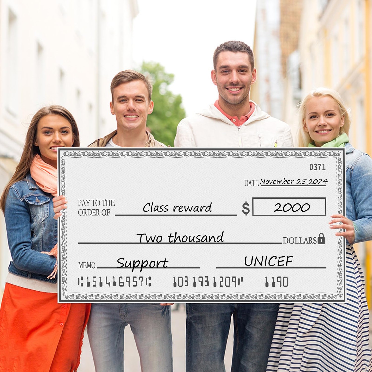 Giant Dry Erase Check - 30" x 16", Big Oversized Blank Check for ...