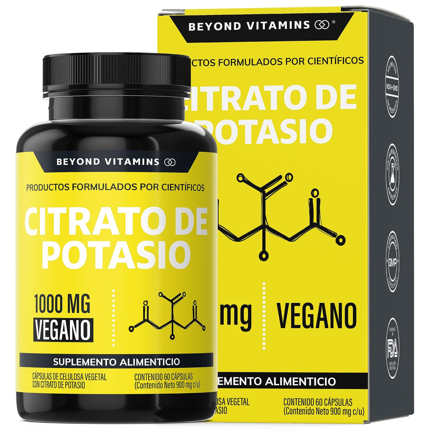 Citrato de Potasio 1000mg | Adicionados con Platano en Polvo, Curcuma y ...