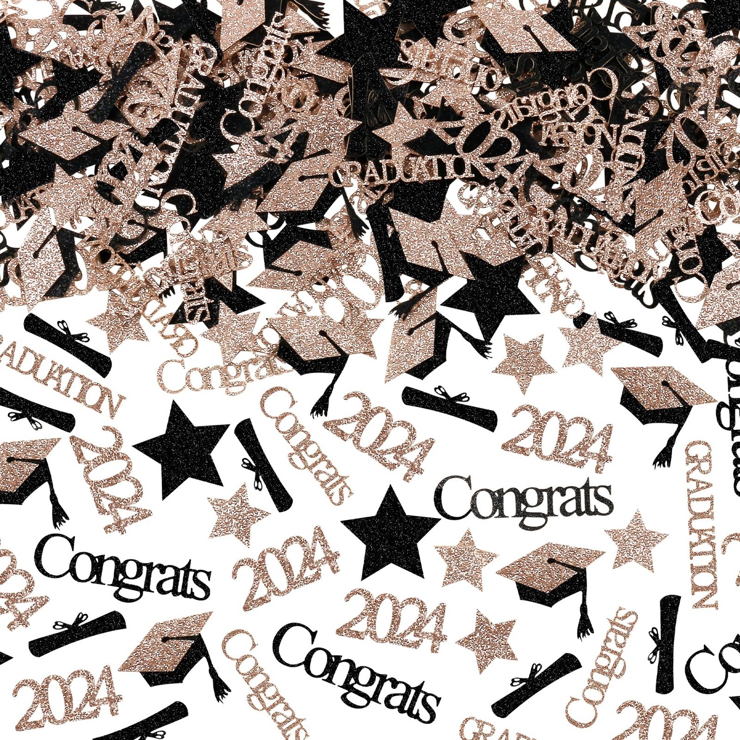 Rose Gold Glitter Graduation 2024 Confetti, Congrats 2024 Graduation ...