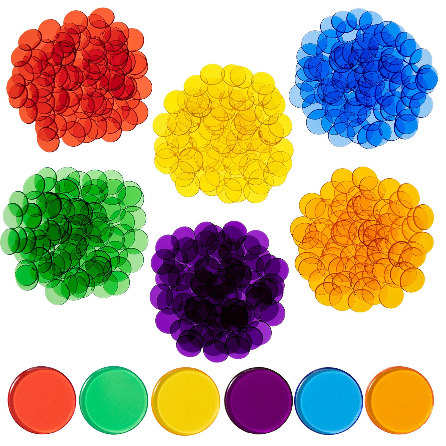 edxeducation Transparent Counters - Set of 500 - Bulk Colored Counters ...
