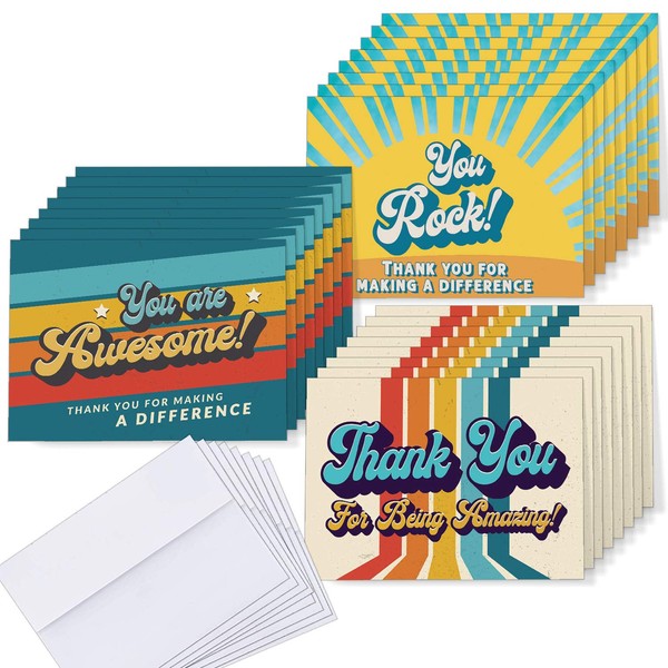24 Kudos Cards with Envelopes - Encouragement Thank You Notecards for ...