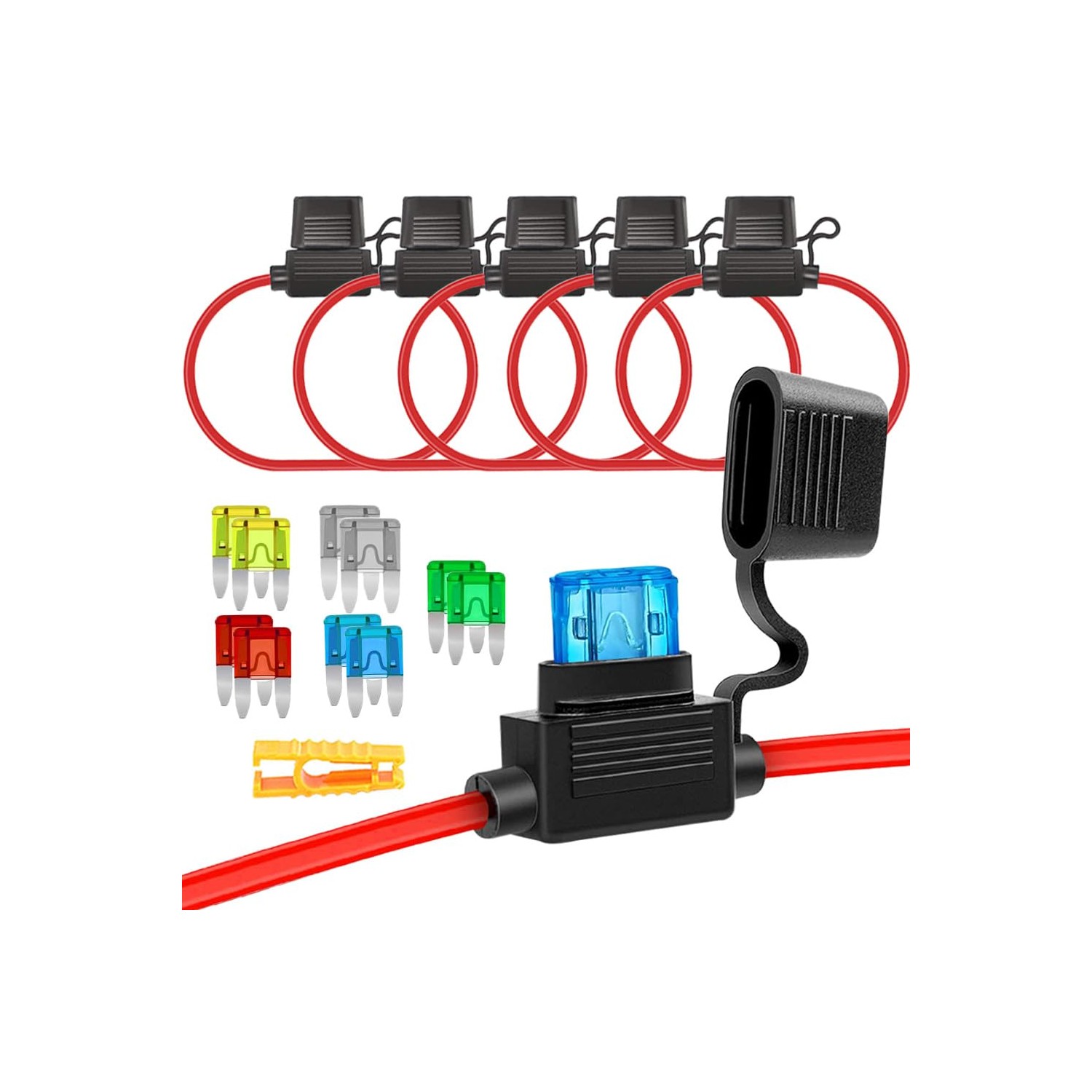 Aiqeer Pack of 5 32 V Small Car Inline Blade Fuse Holder, Waterproof ...