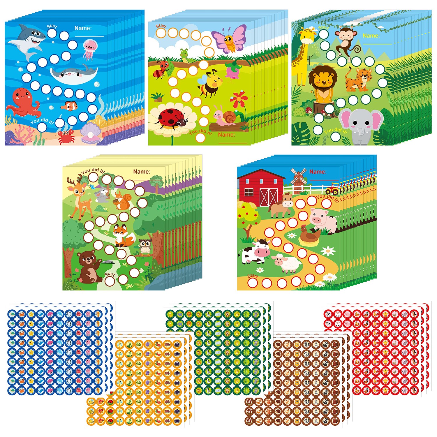 CUweipeng 75Pcs Mini Incentive Chart with Reward Stickers, Animal Theme ...