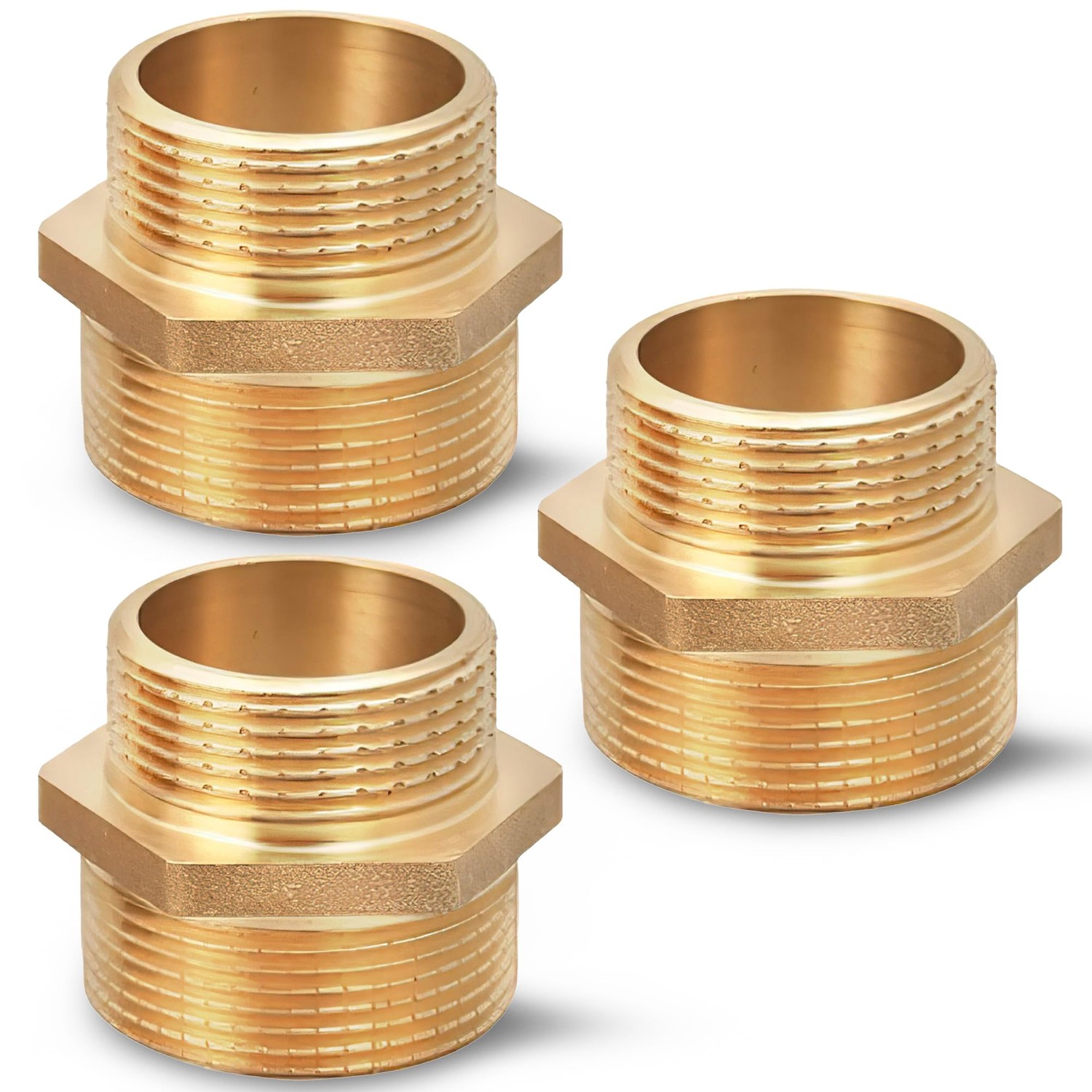 PipeSan Brass Reducing Nipple Pack of 3, Double Nipple 1/2 Inch Adapter ...