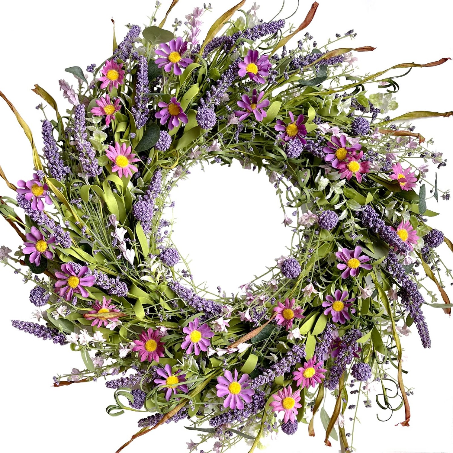 Egolot 24 Inch Spring and Everyday Greenery Wild Flower Wreath for ...