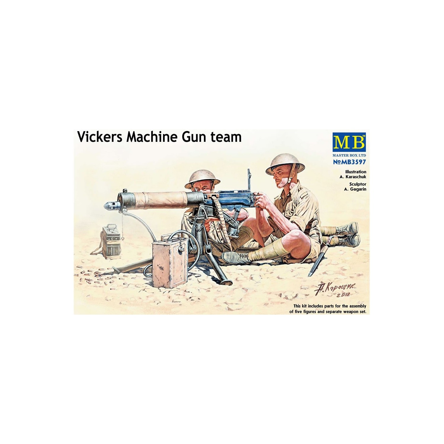 Master Box WWII Vickers Machine Gun Team (4) with Gun Figure Model ...