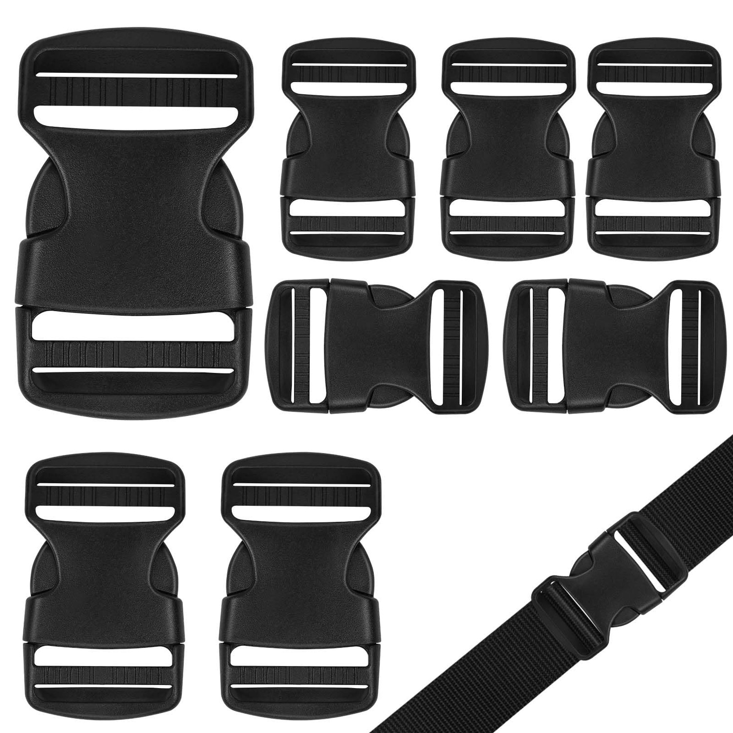 AUAUY Plastic Buckles Clips 38mm(8 Pcs), Side Release Buckles, Dual ...