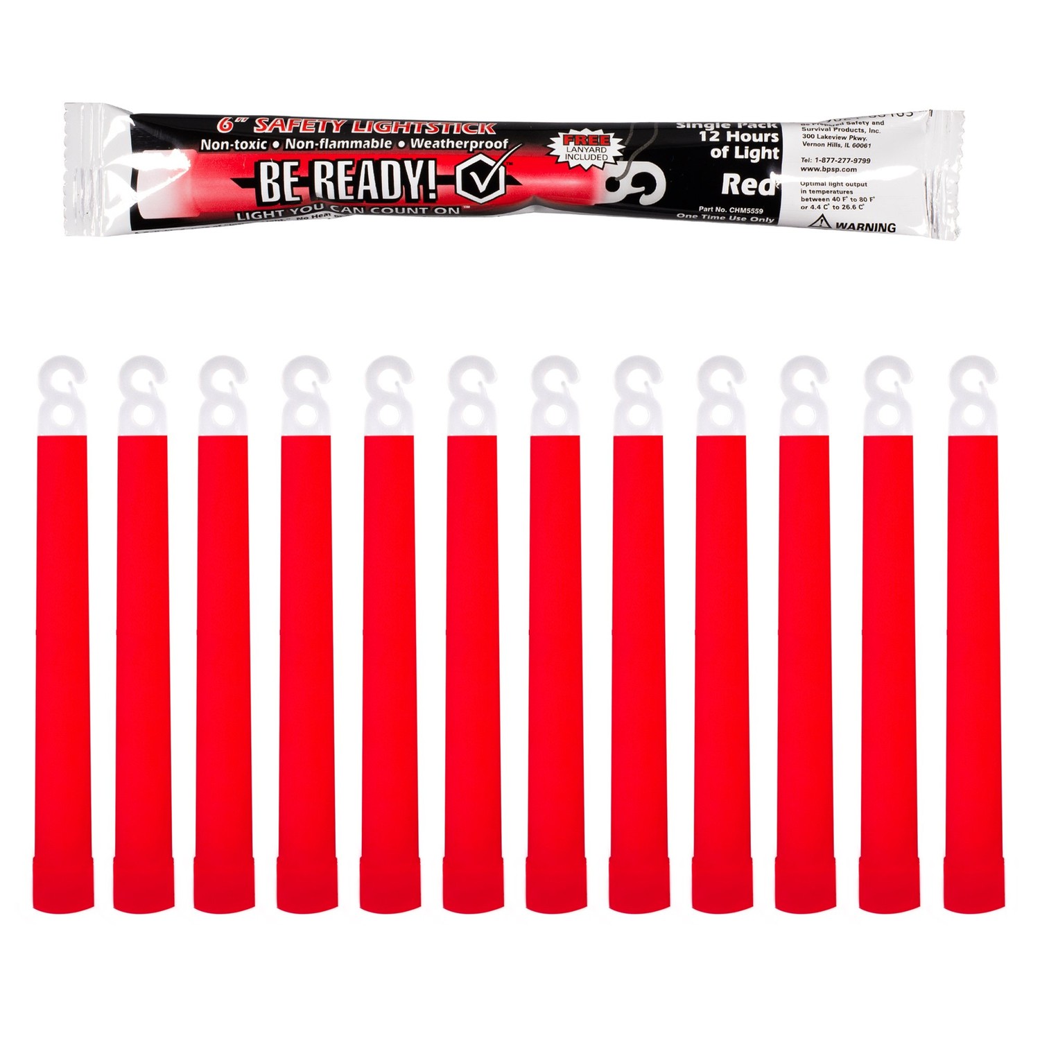 Be Ready Red Glow Sticks - Industrial Grade 12 Hour Illumination ...