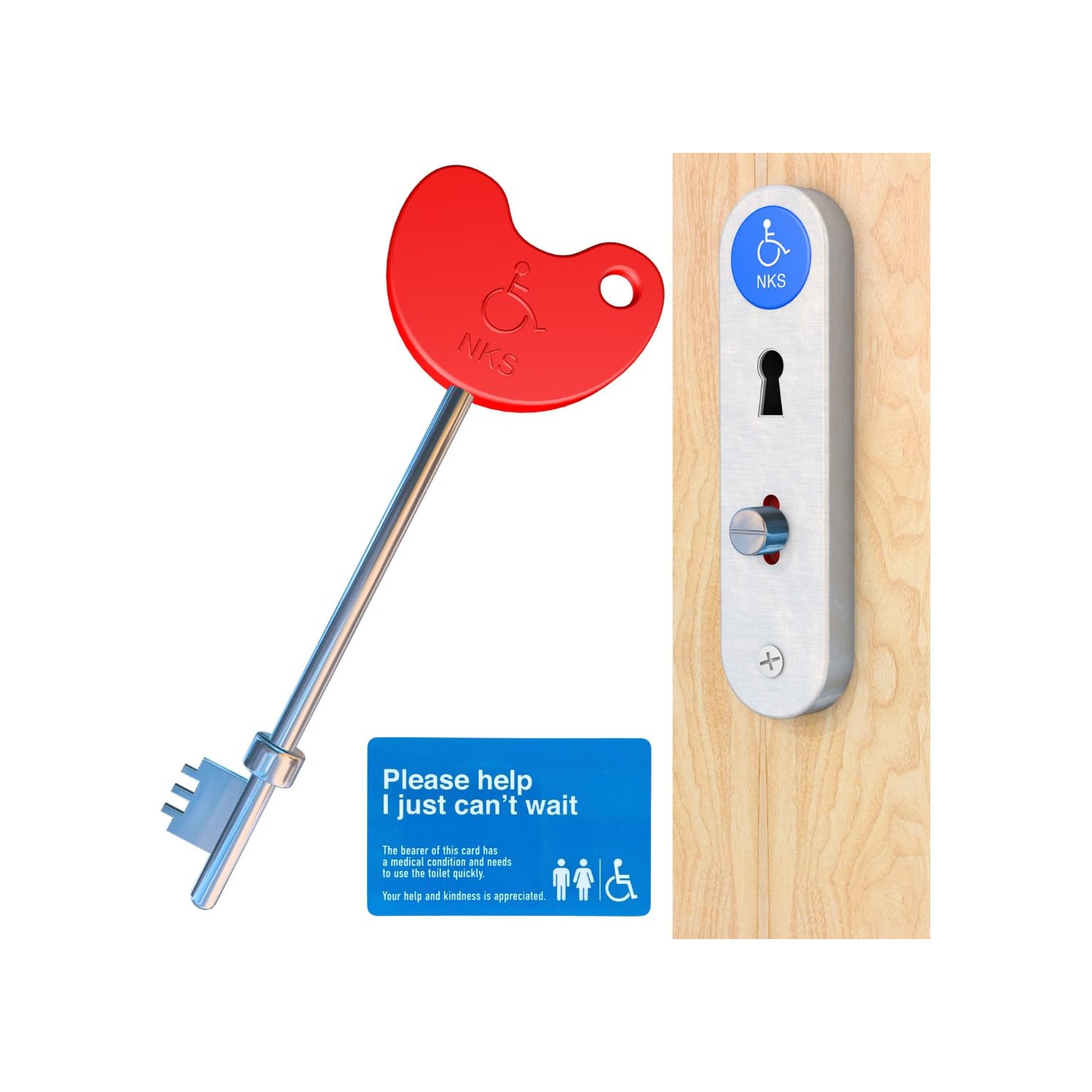 NKS Radar Key Disabled Toilet Bathroom Door Access Braille Easy Turn ...