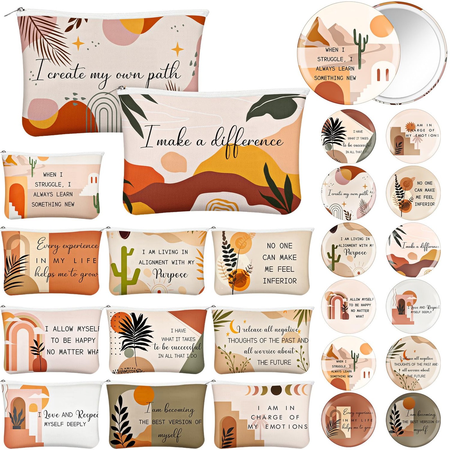 Kacctyen 24 Pcs Positive Affirmation Gift Set 12 Inspirational Canvas ...