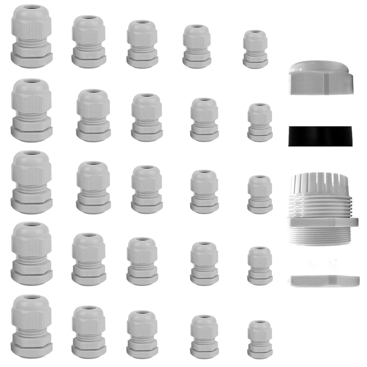 25 Piece Cable Gland Set YUTOU Adjustable Cable Glands Waterproof Fire ...