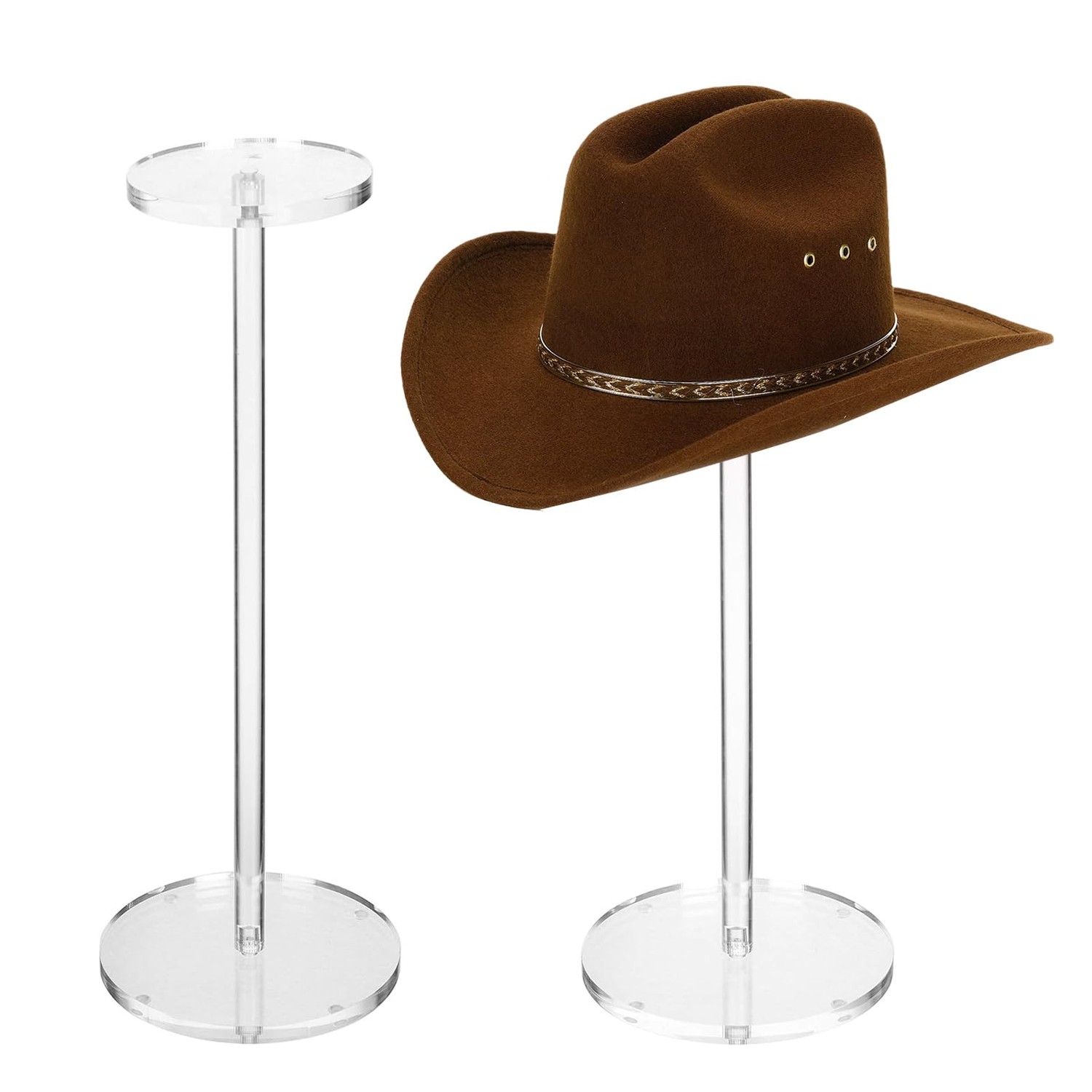 XSEXO Set of 2 Clear Acrylic Hat Stand and Wig Display Rack Hat Stand ...