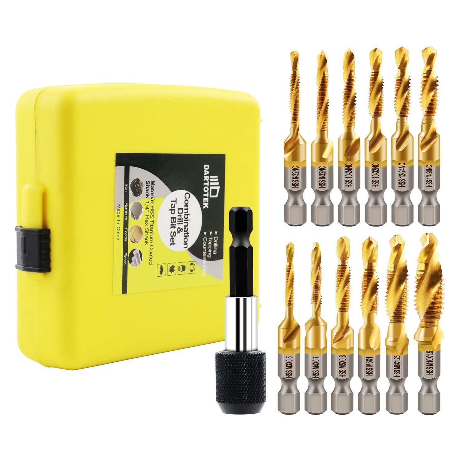 Combination Drill and Tap Bit Set,Titanium Coated Tapping Bit Tool ...