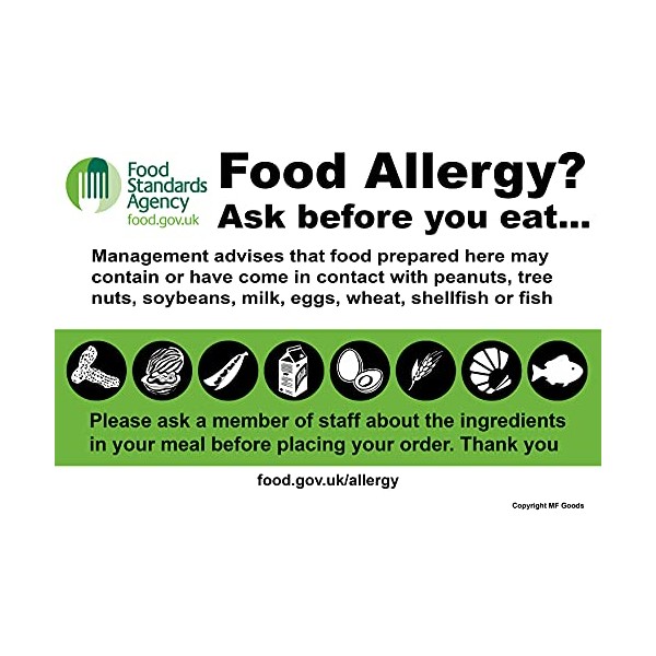 FOOD ALLERGY POSTER | A4 LAMINATED | Awareness Safety Sign | Health and ...