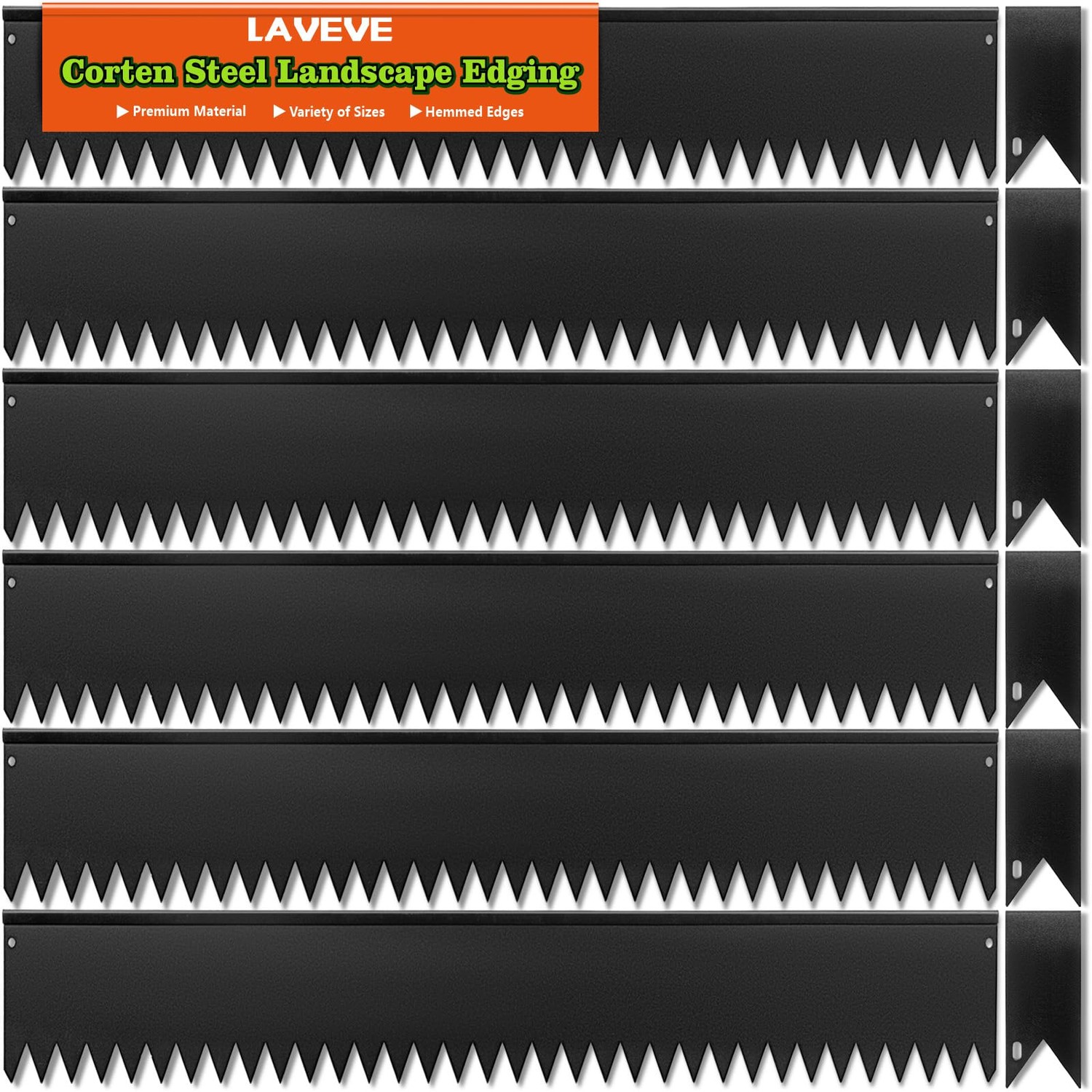 LAVEVE Landscape Edging Galvanized Steel Black, Hammer-in Metal Garden ...