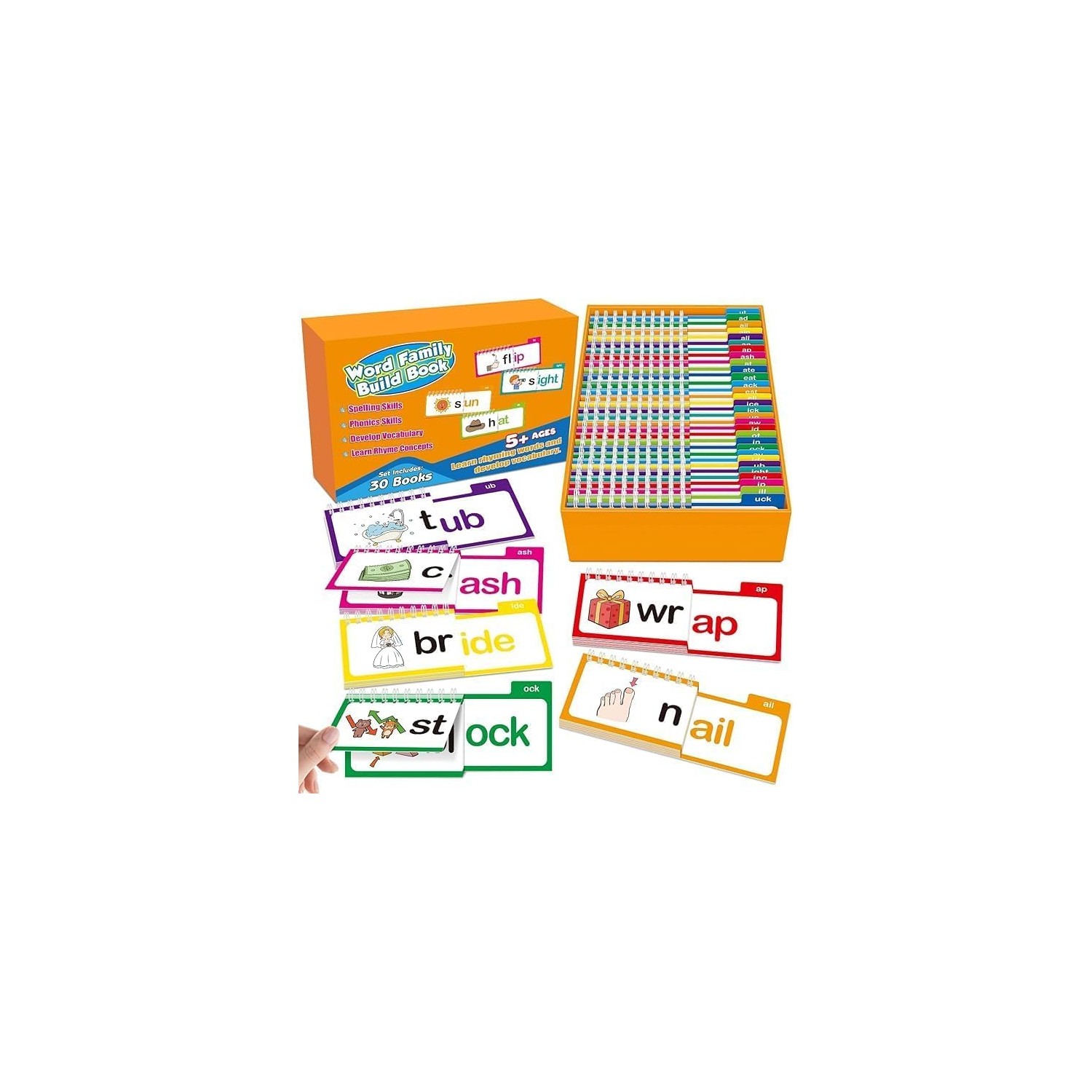 30 Read and Rhyme Flip Books, Phonics Flash Cards, Word Family Flip ...