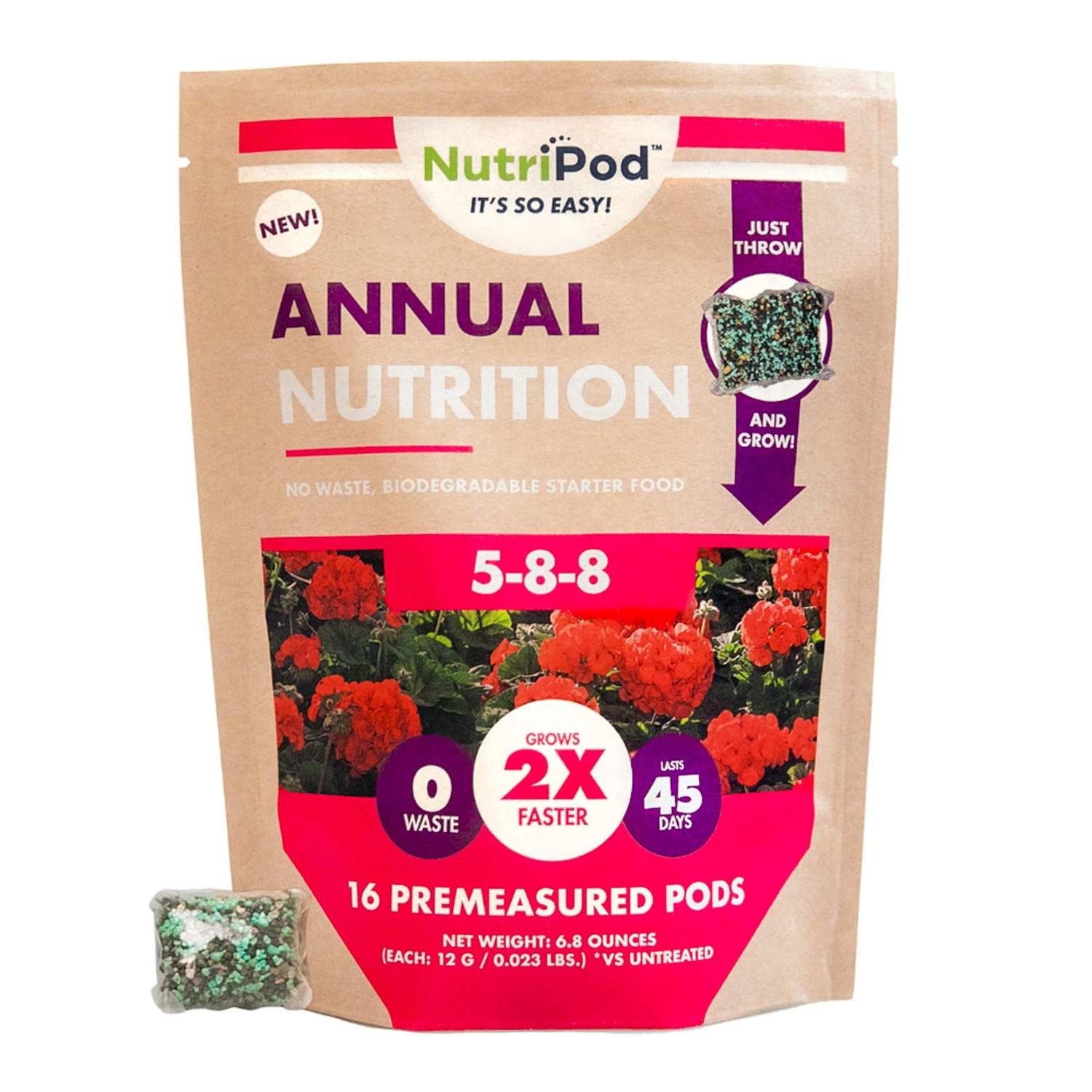 NutriPod for Annuals - Pre-Planting Flower Fertilizer, Easy-to-Use Slow ...