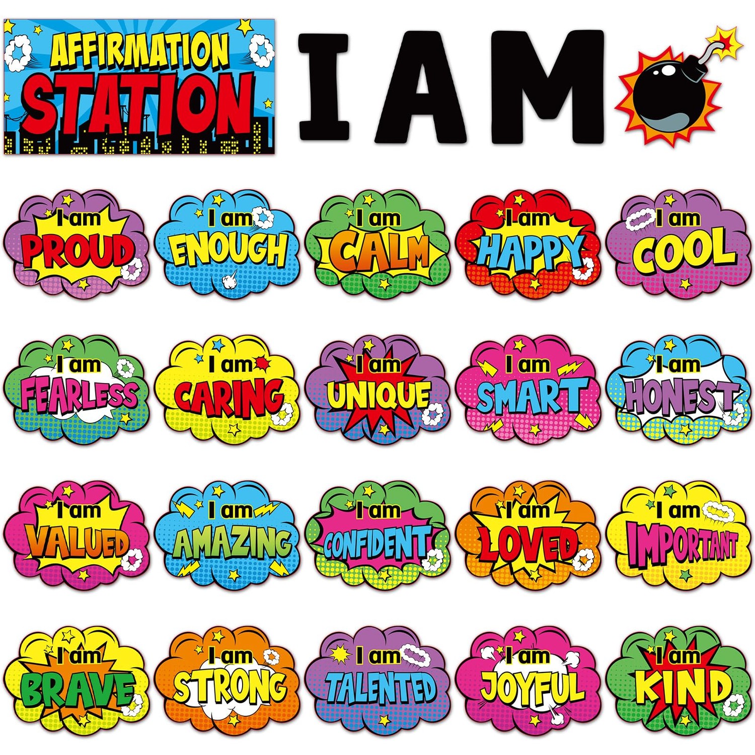 Frienda Affirmation Station Bulletin Board Set Motivational Posters ...