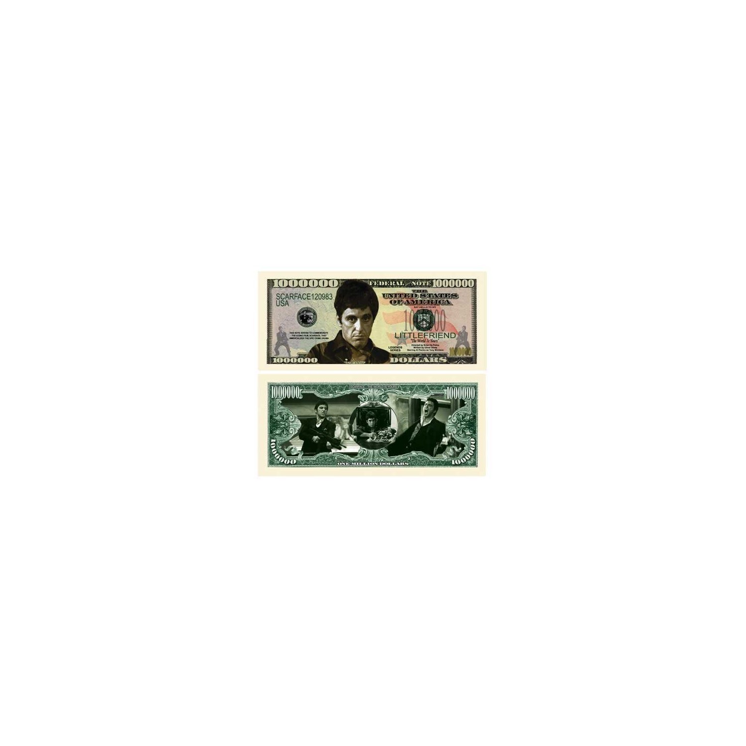 Scarface Million Dollar Bill With Bill Protector - ibspot.com