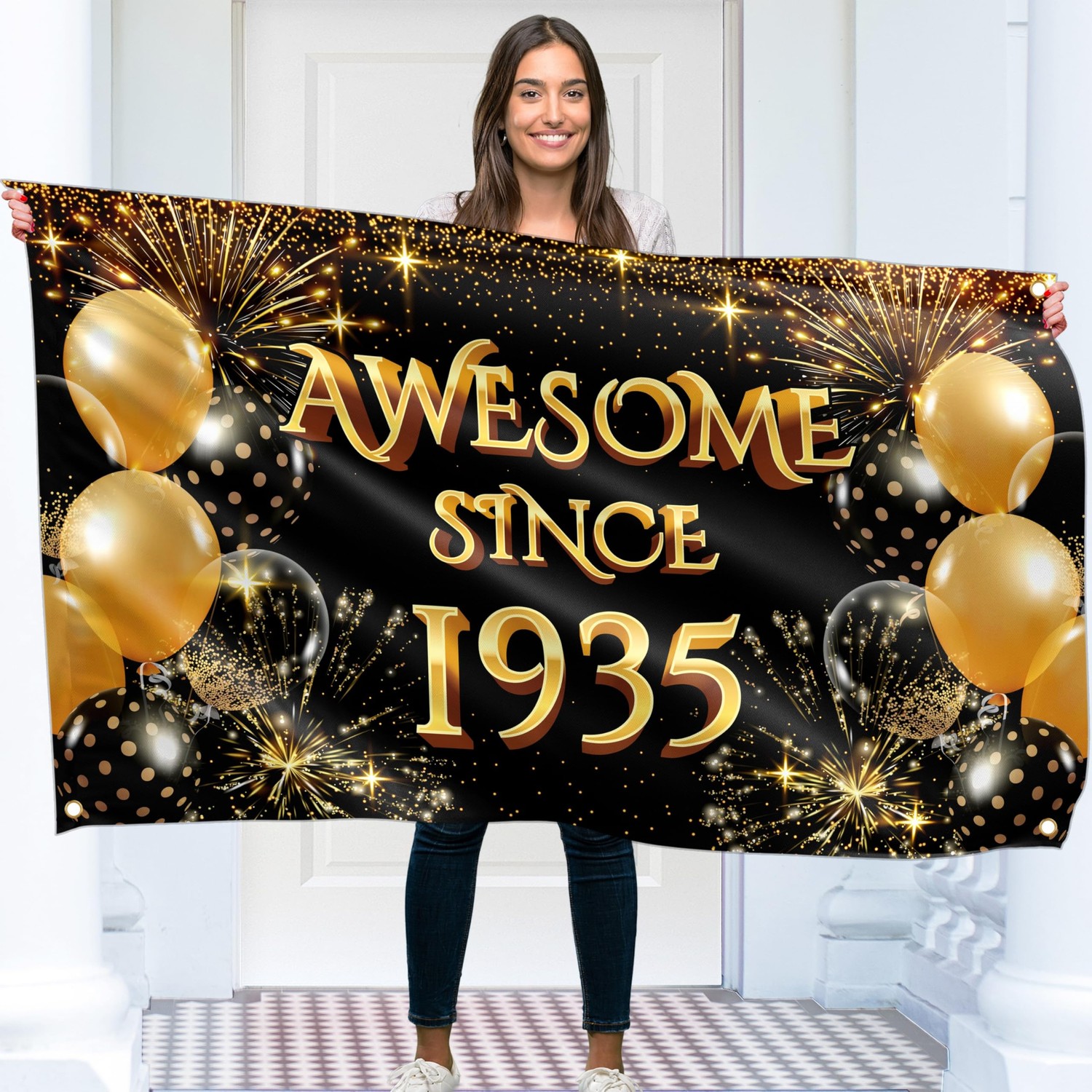 Happy Birthday 90th Banner - Birthday Decorations - Awesome Since 1935 ...