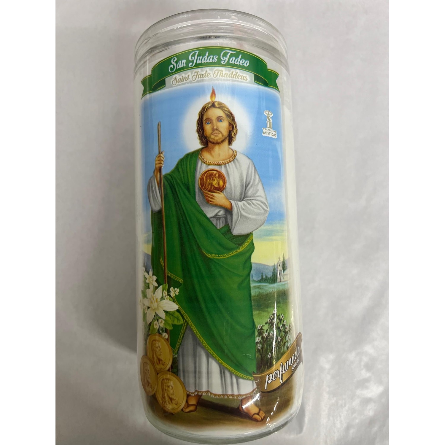 Saint Jude (San Judas Tadeo) 14 Day Scented White Candle in Glass ...