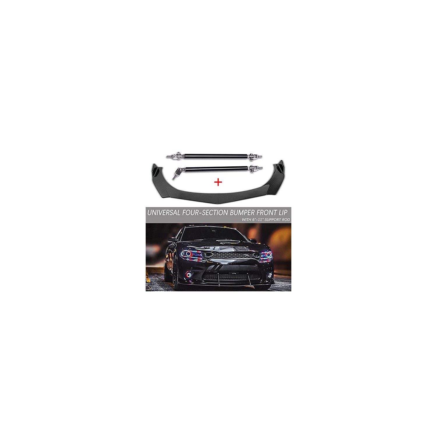 DREAMIZER Universal Front Bumper Lip Strut Rod Spoiler Wing Wide Body ...
