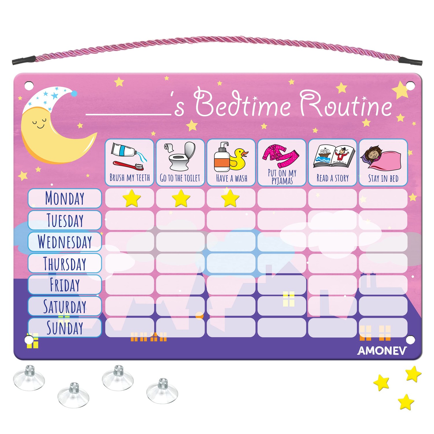 Amonev Children's Magnetic Bedtime Routine Reward Chart. Magnetic ...